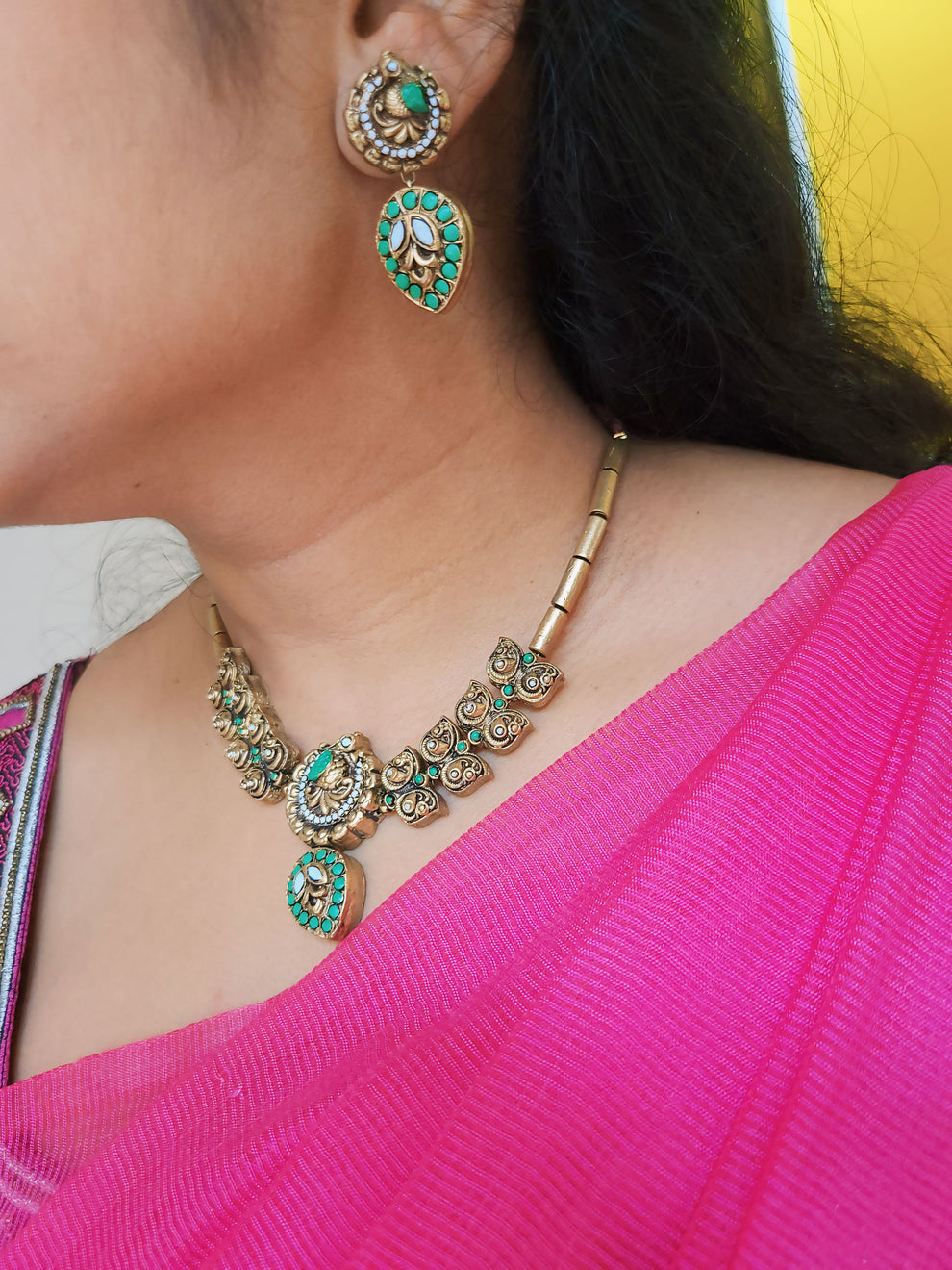 Buy Rain Drop Peacock Terracotta Jewellery Online – Diva Creations ...